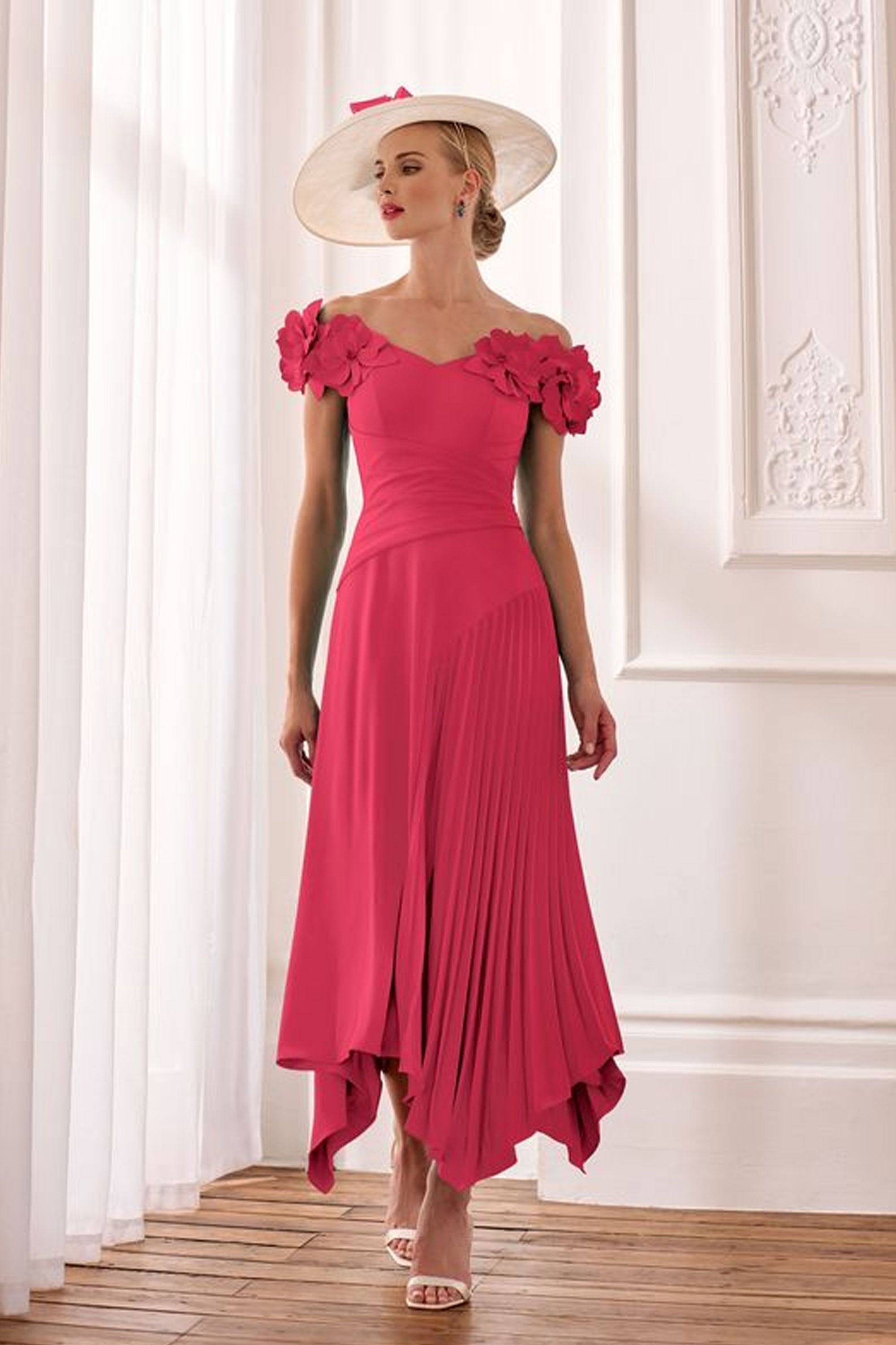 John Charles 3D Floral Embellishment A Line Dress Persian Rose 66632 ...