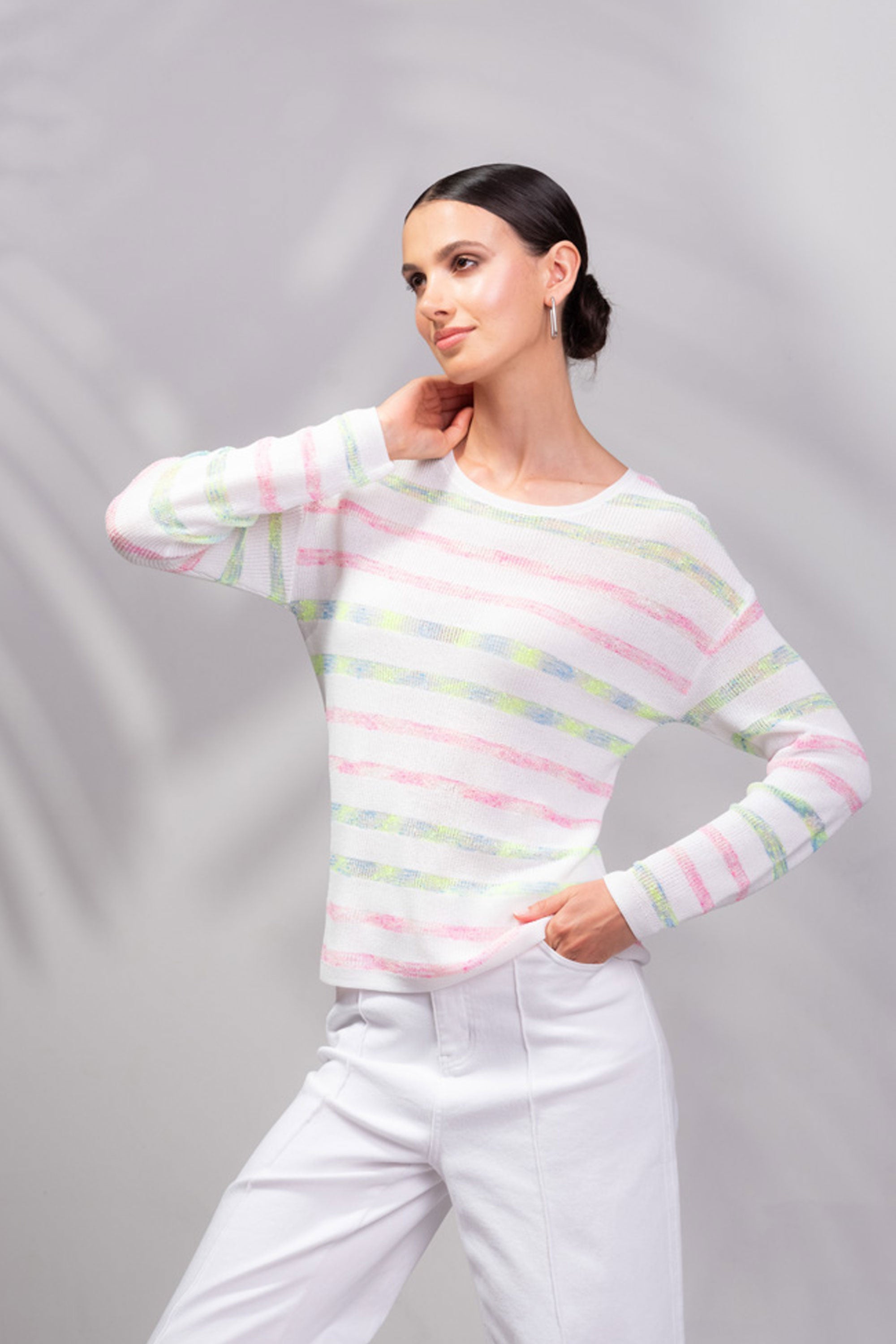 Alison Sheri Fine Knit Stripe Sweater Multi A45132 – Bentleys Banchory