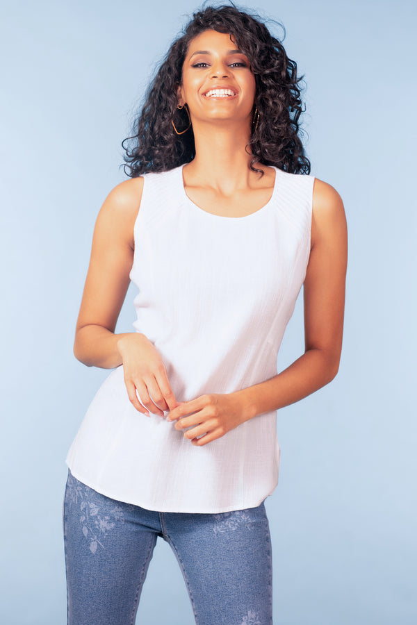 Alison Sheri Sleeveless Longline Top White A47058 – Bentleys Banchory